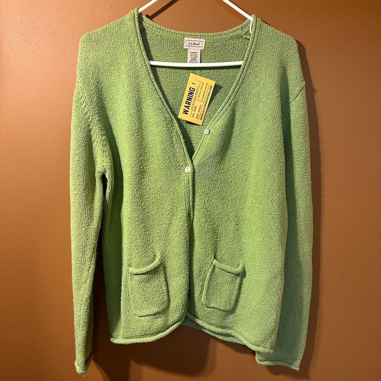 L.L. Bean Vintage Knit Lime Cardigan | ELECTRIX VINTAGE